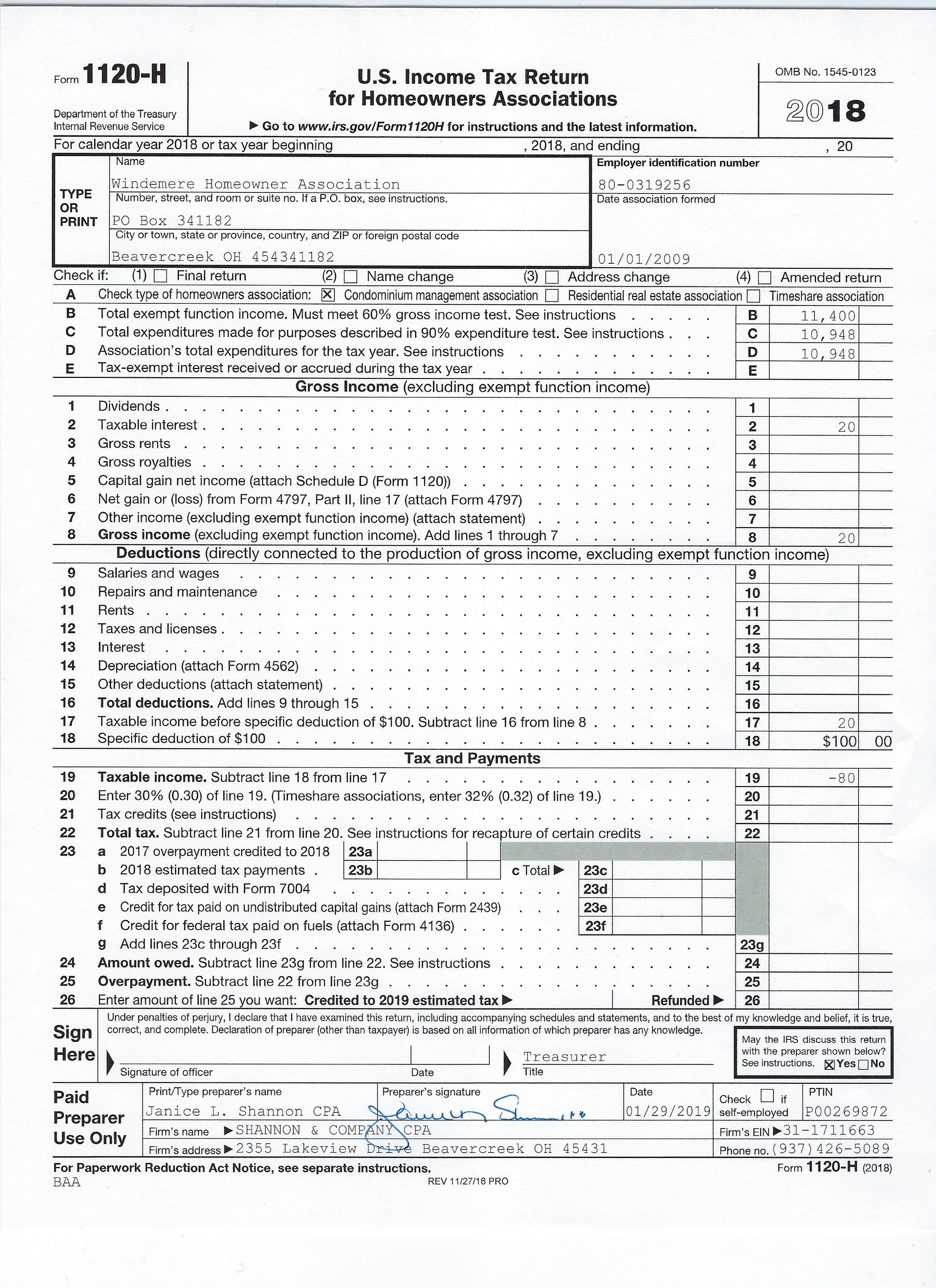 Windemere Treasurer Report 2019 - 31 Dec 19 (PDF) Windemere HOA Annual ...